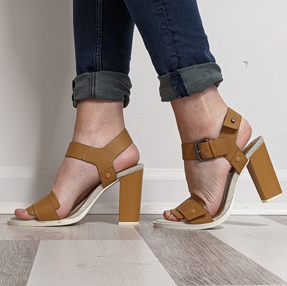 G-Star | Shoes | Gstar Tan Leather Heeled Sandals | Poshmark